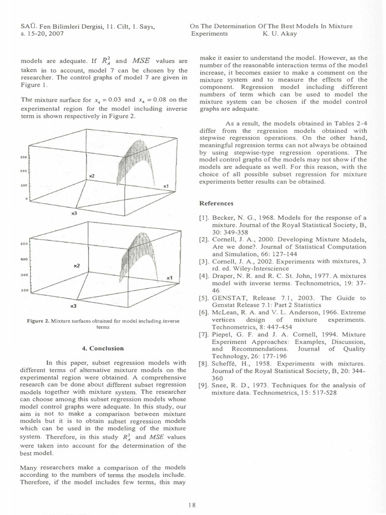 On The Determination Of Best Models In Mixture Experiments 4 Pdf Regression Analysis