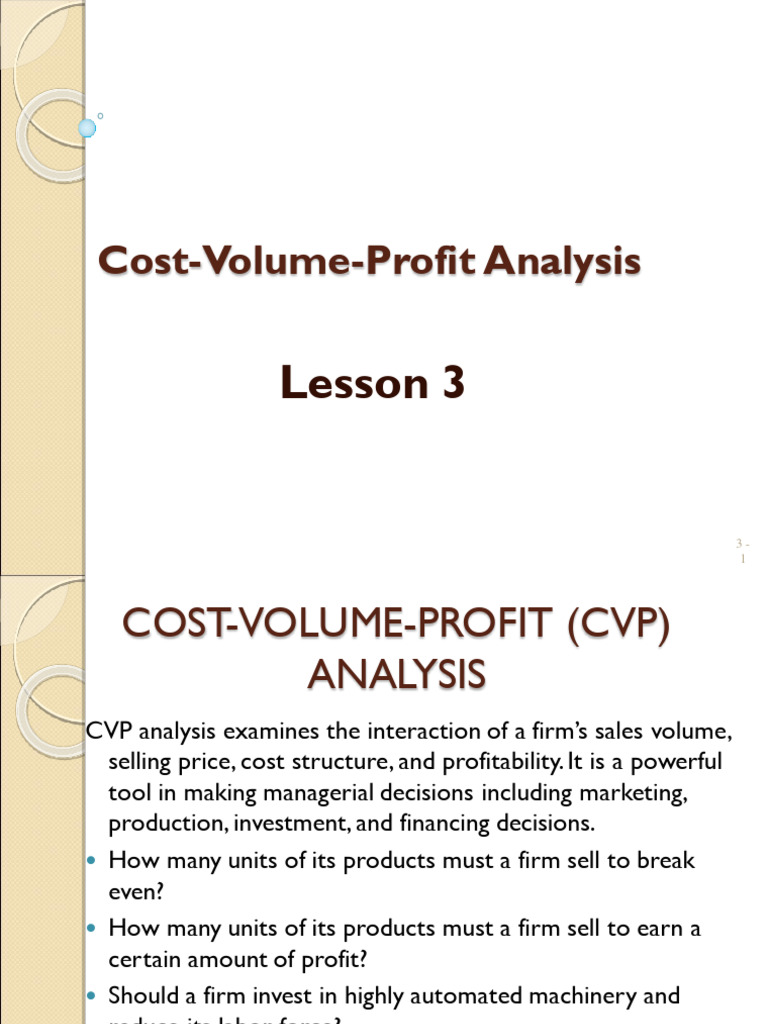 FMMGTLEC3 Cost Volume Profit Analysis | PDF