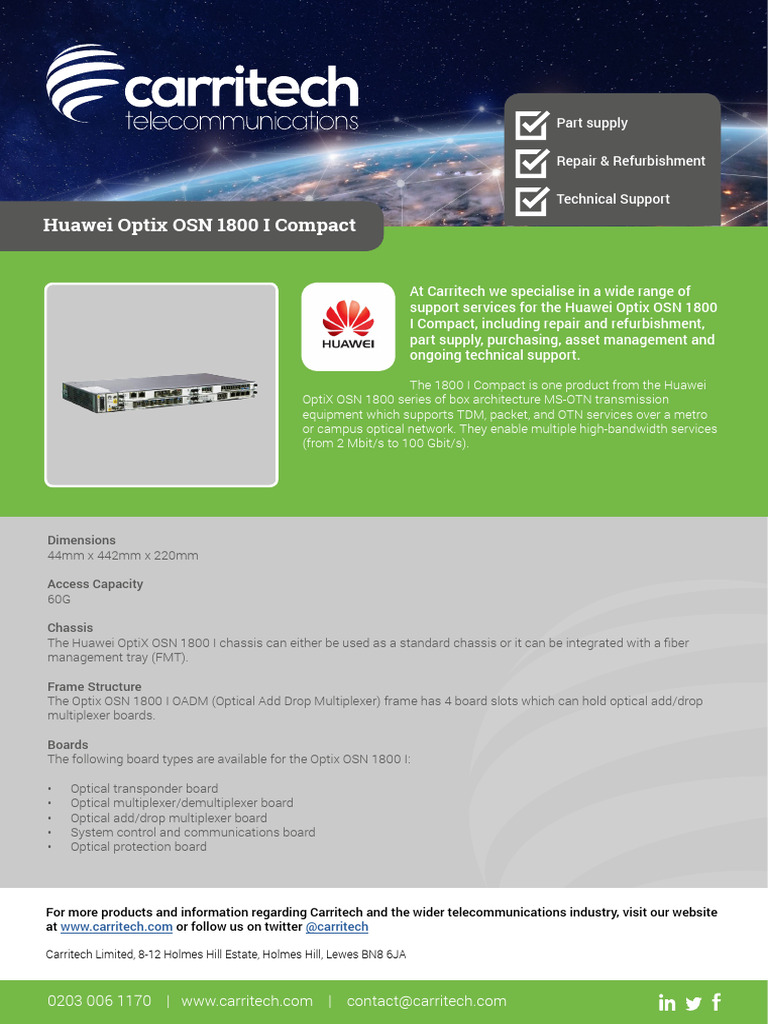 Huawei Optix OSN 1800 I Compact | PDF