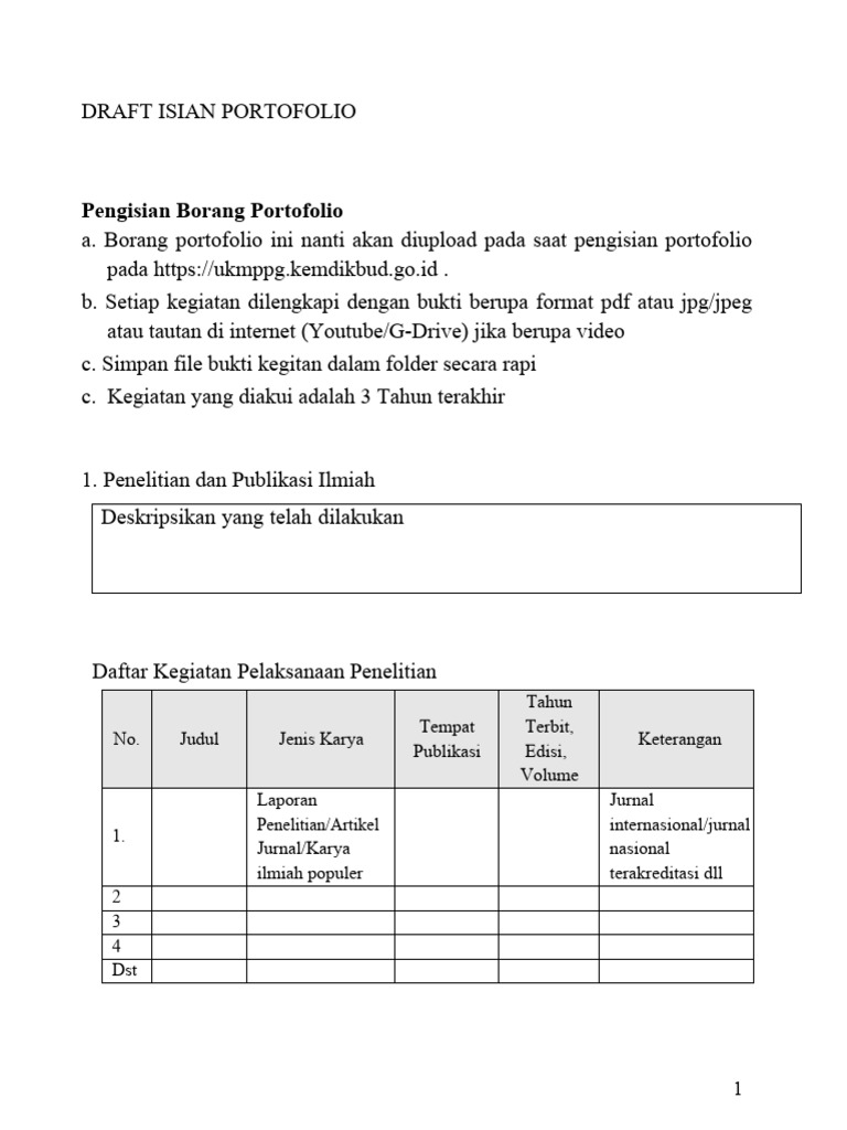 Panduan Lengkap Pengisian Borang Portofolio | PDF