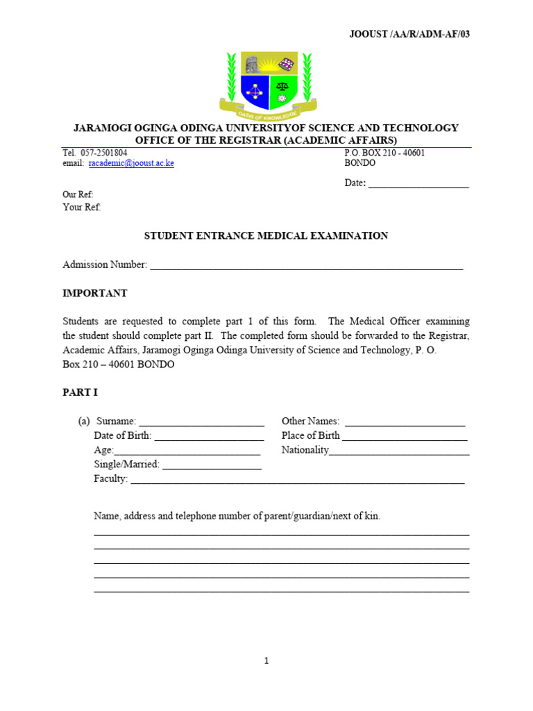 Medical Form. | PDF | Medical Specialties | Clinical Medicine