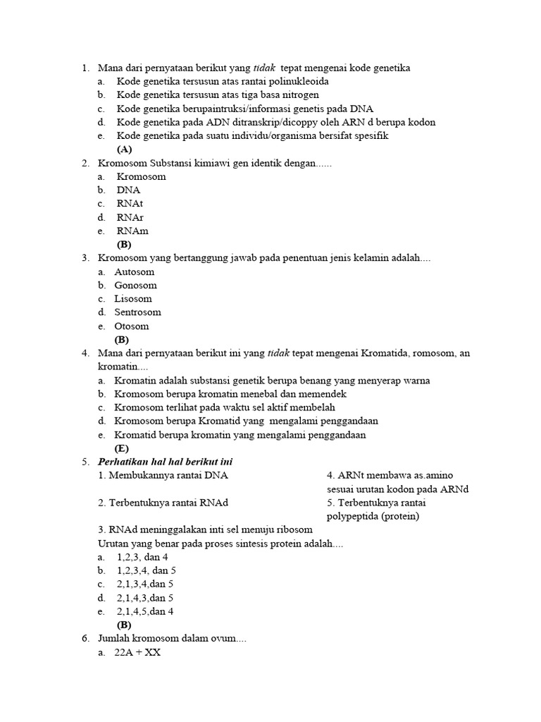 Soal Biologi Bab GENETIK Kelas 12 | PDF