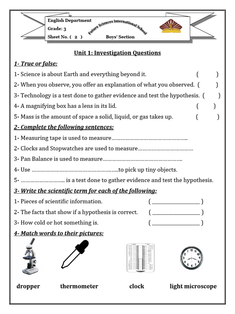 Grade 3 Science Worksheet | PDF | Science & Mathematics | History