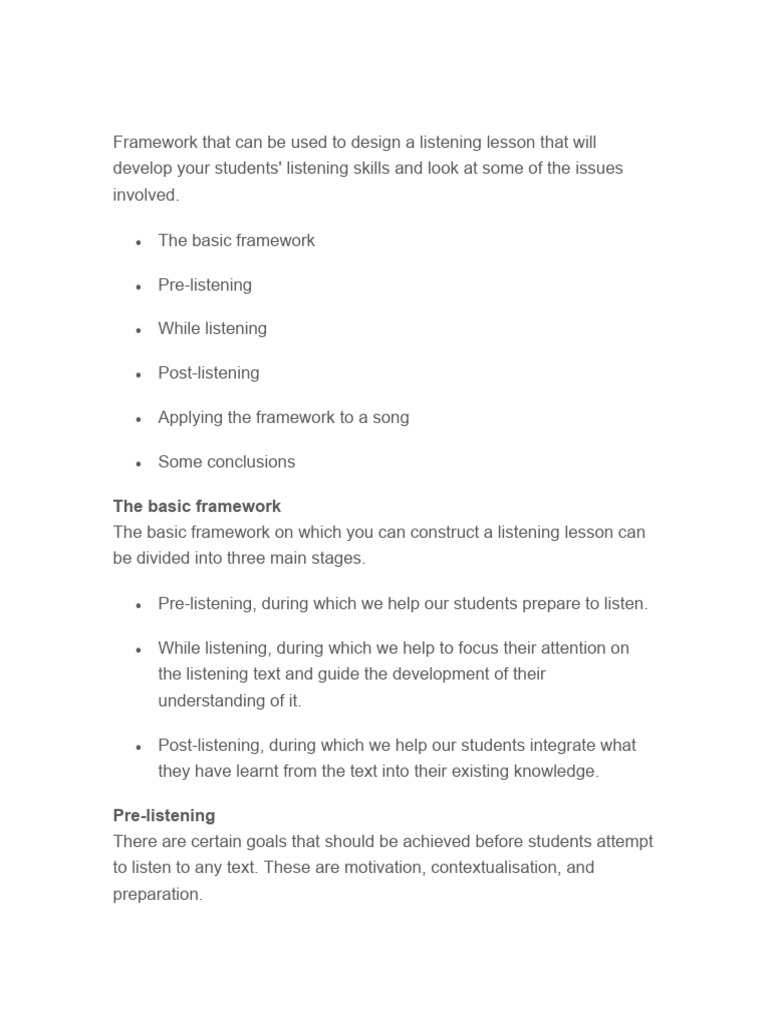 Lesson Plan For Listening | PDF