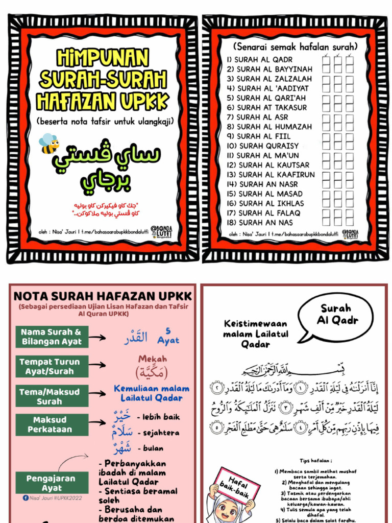 Nota Hafazan Upkk Bonda Edisi Kemaskini | PDF