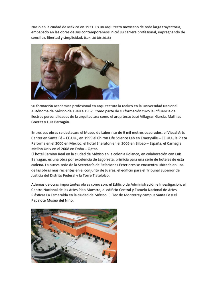 Biografia, Arq. Ricardo Legorreta | PDF