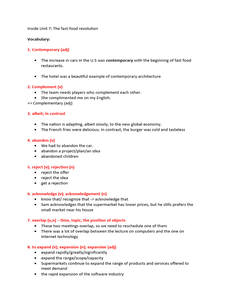 Unit 7 - The Fast Food Revolution | PDF