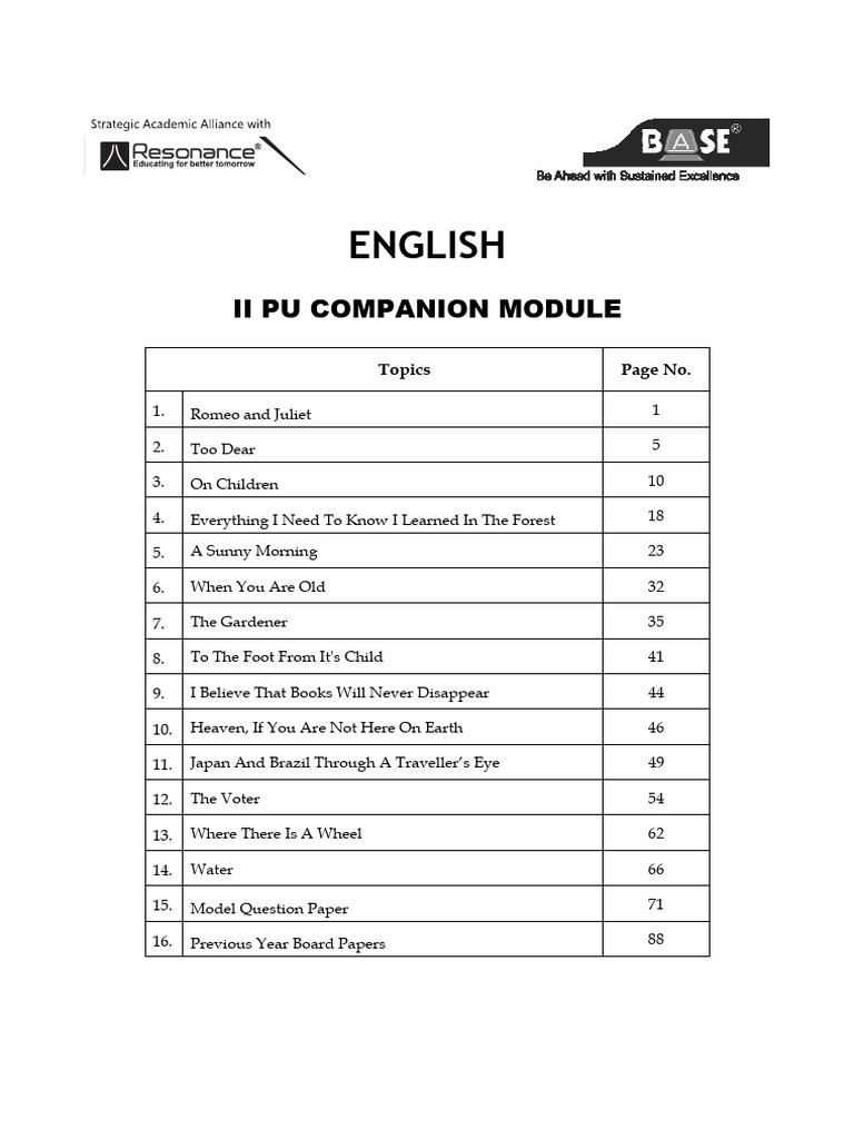 2nd PU English Notes | PDF | Romeo And Juliet | Characters In Romeo And ...