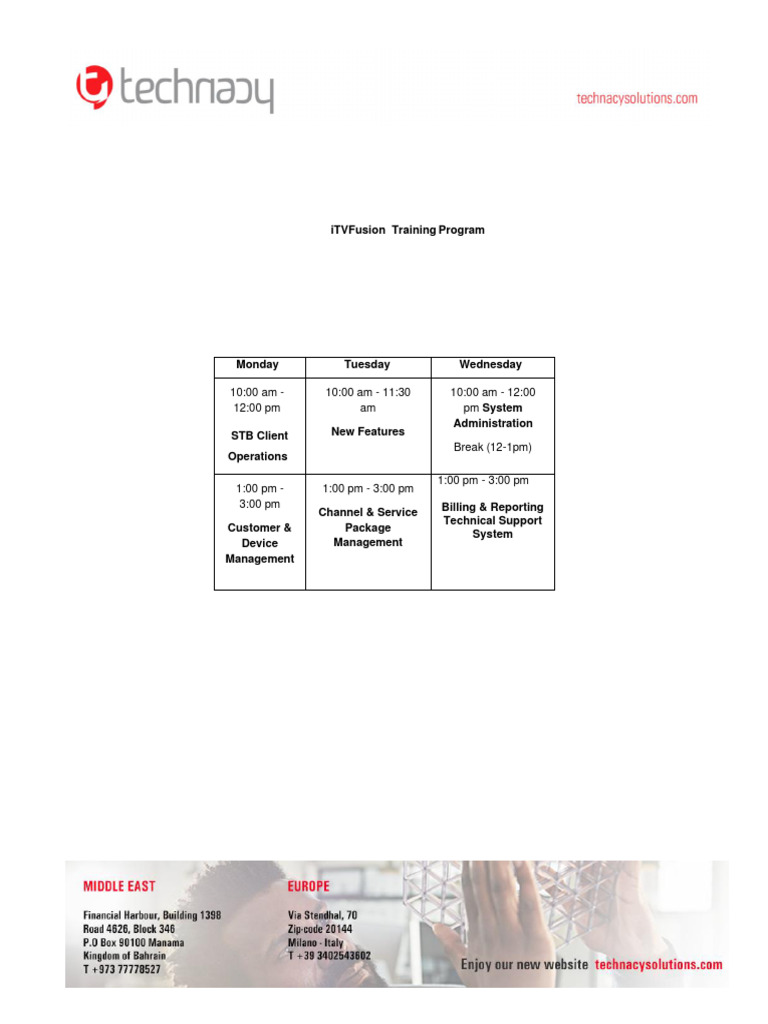 Minerva 2023 Training - Technacy Schedule | PDF | Video On Demand | Multicast