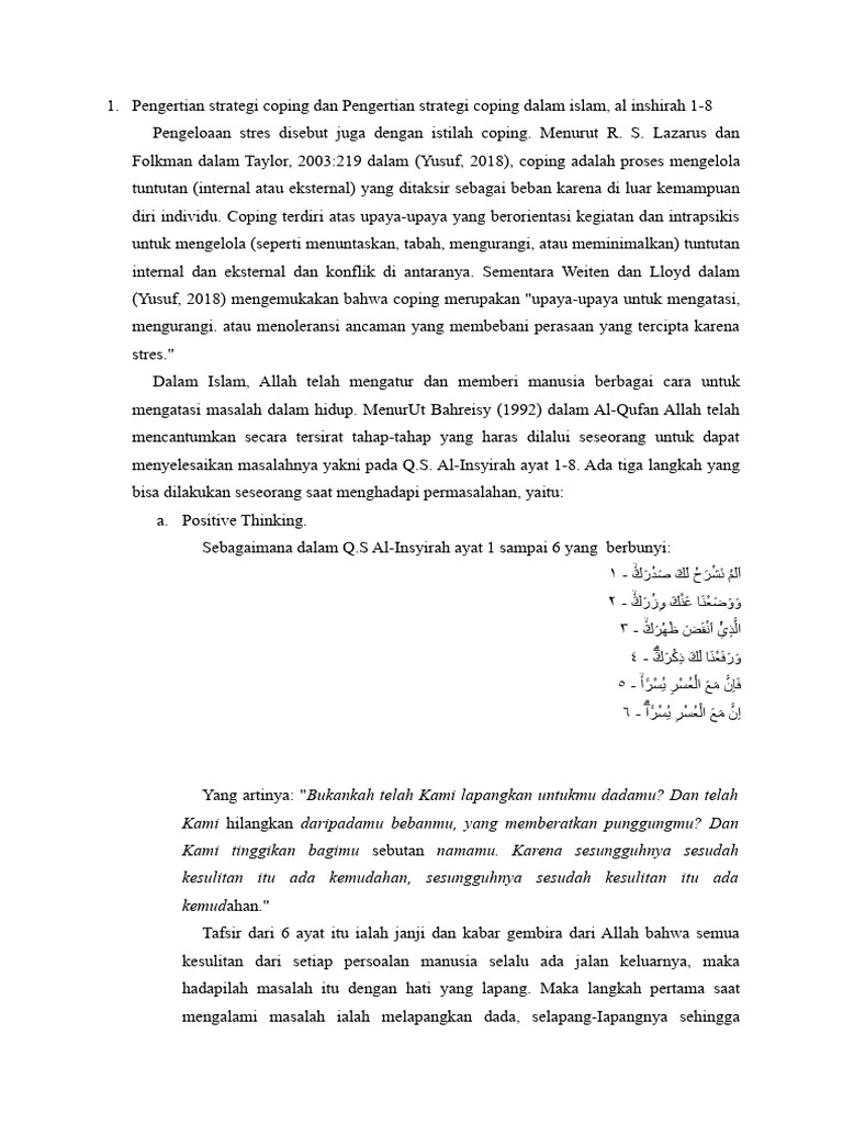 Pengertian Strategi Coping Dan Pengertian Strategi Coping Dalam Islam | PDF | Pengembangan Diri ...