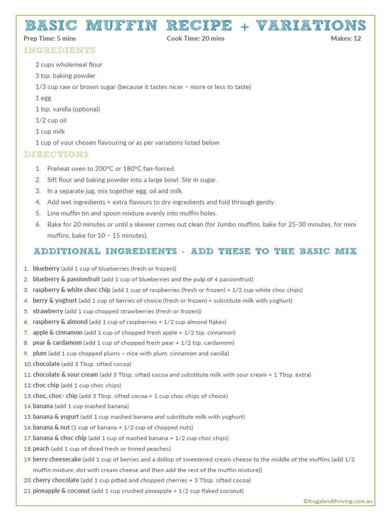 Basic Muffin Recipe | PDF | Muffin | Pesto