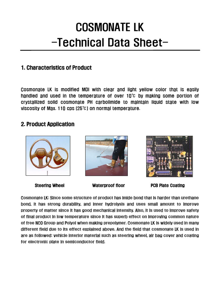 Cosmonate LK: Durable Coating Solutions | PDF