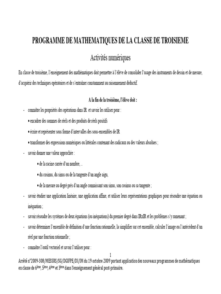 Programme de 3eme | PDF