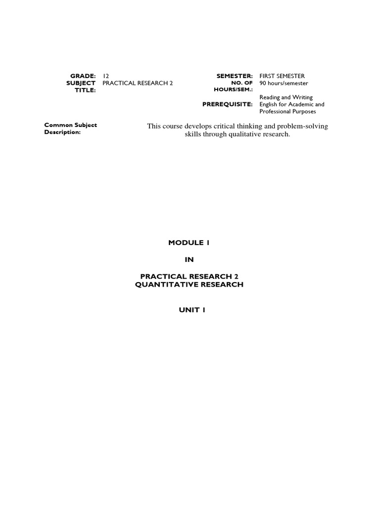 PR2 Module 1 | PDF | Scientific Method | Methodology