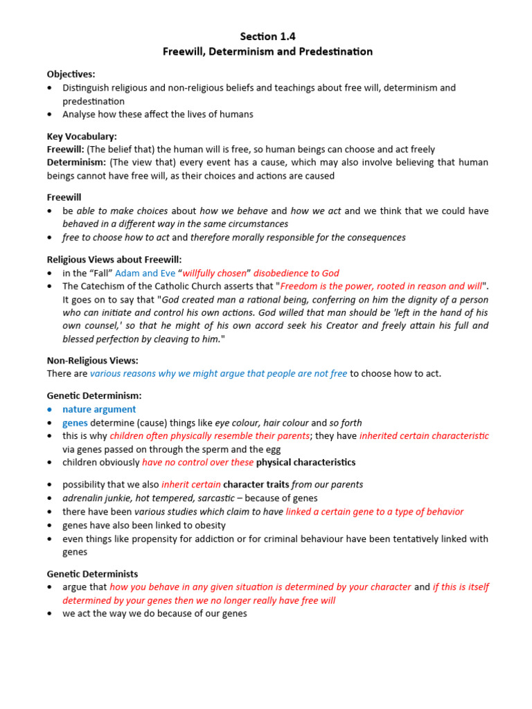 Free Will vs. Predestination Explained | PDF | Free Will | Predestination