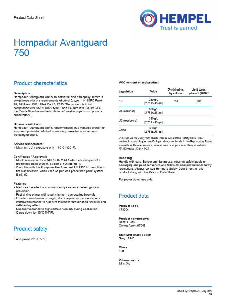 Avantguard 750 | PDF | Paint | Volatile Organic Compound