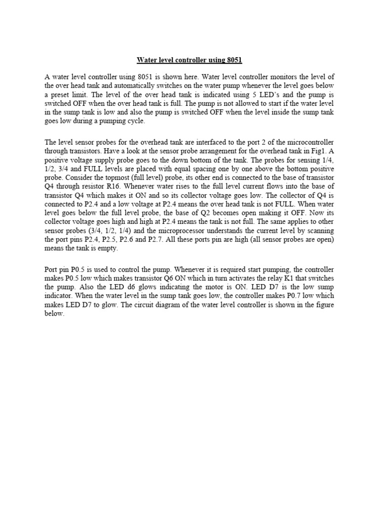 8051 Water Level Controller Guide | PDF | Traffic Light | Microcontroller
