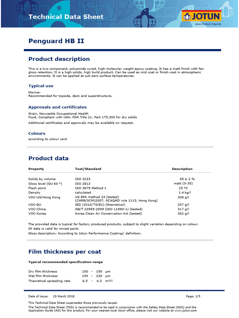 Penguard HB II Technical Data Sheet | PDF | Paint | Epoxy
