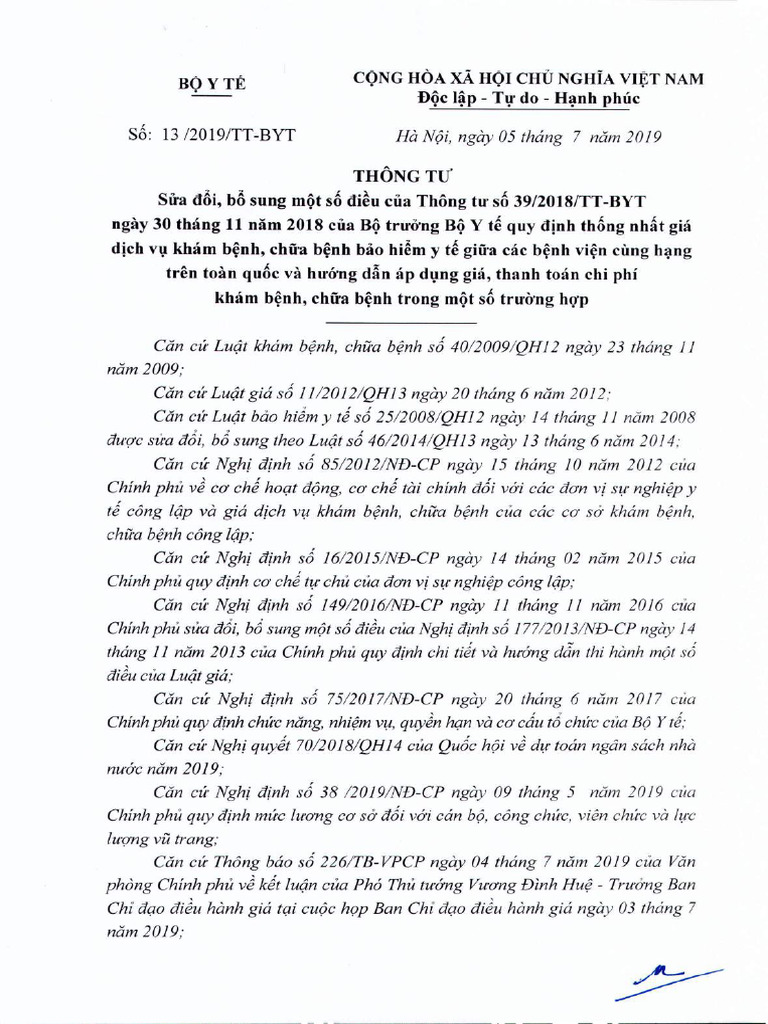 Thong Tu 13-2019-BYT | PDF