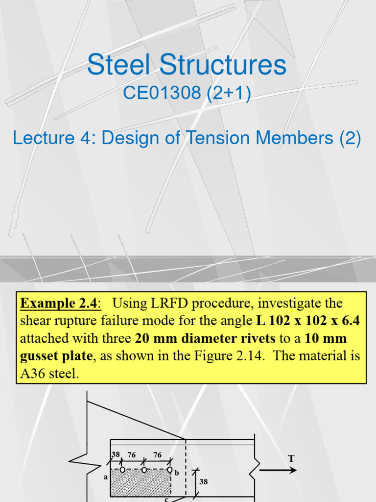 Lecture 3 (2) - Design of Tension Members | PDF
