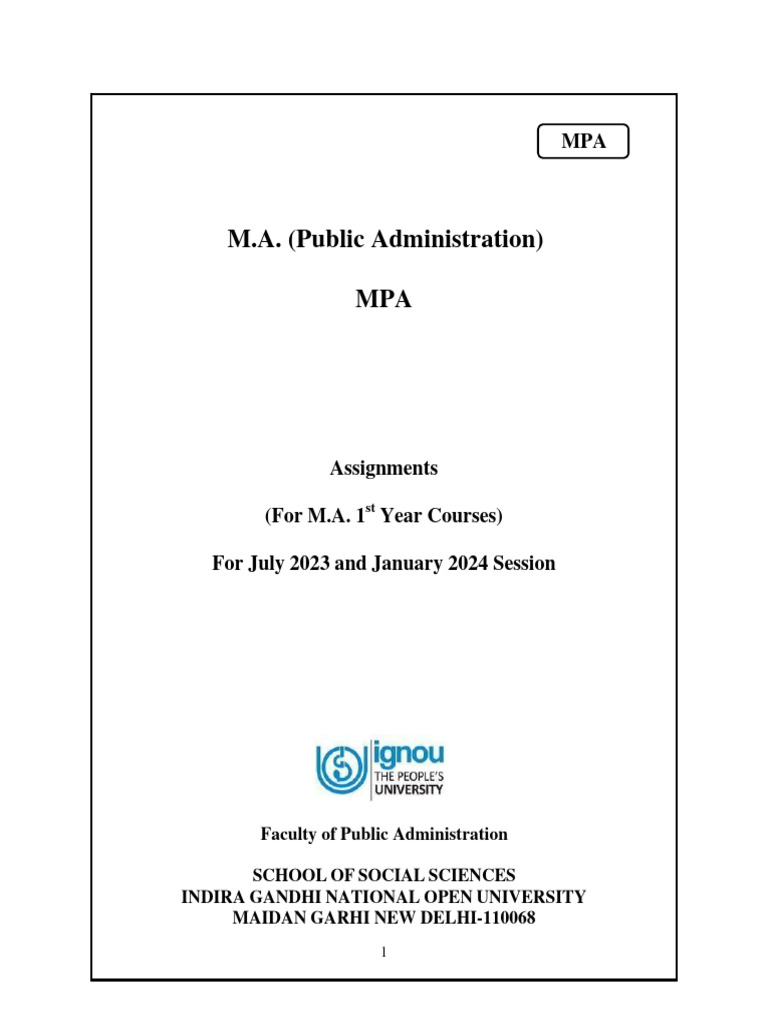 MPA 1st Year English June 2023 - Jan 2024 | PDF