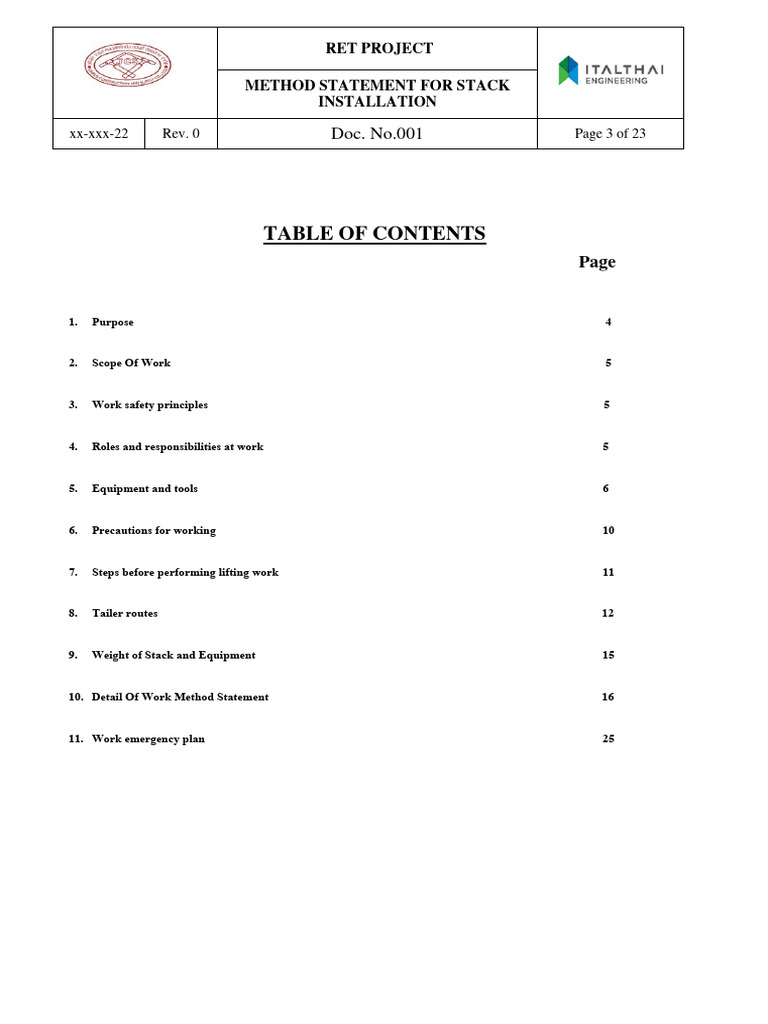 Method Statement For Lifting Stack | PDF | Crane (Machine ...