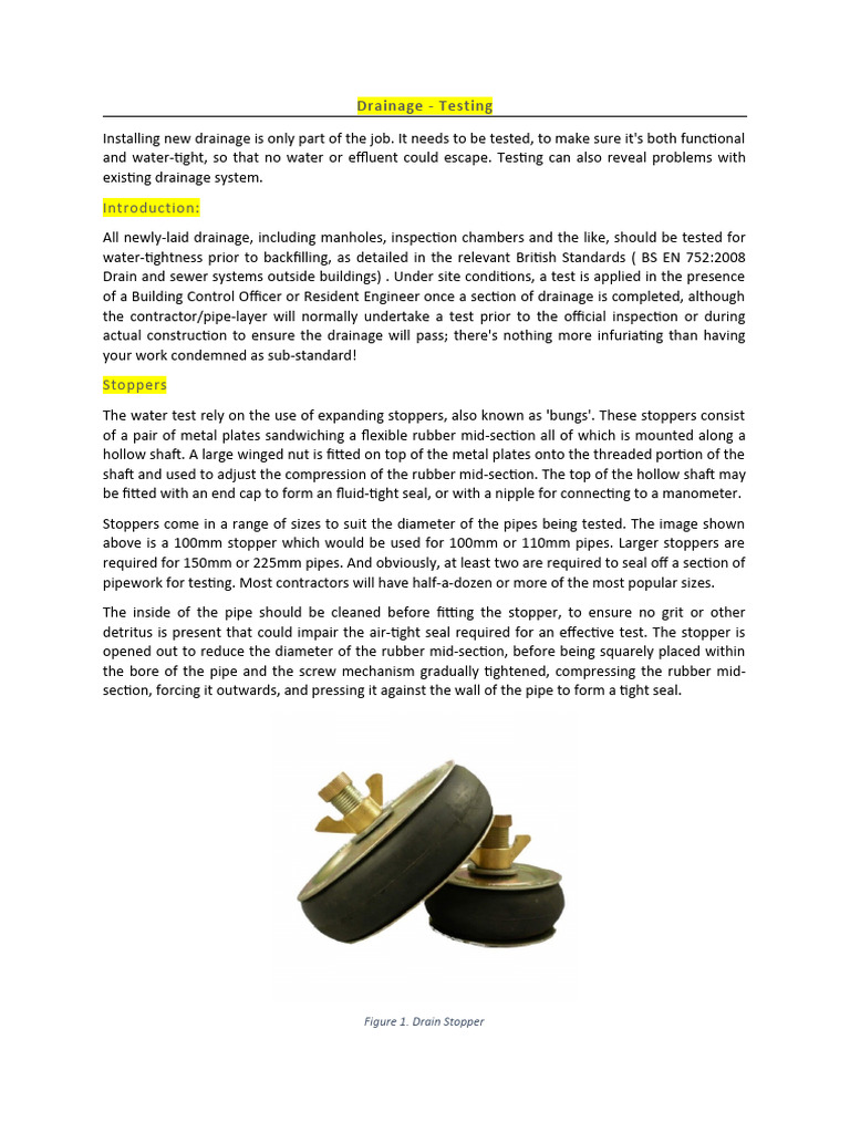 Drainage Testing Procedures and Standards | PDF | Pipe (Fluid ...