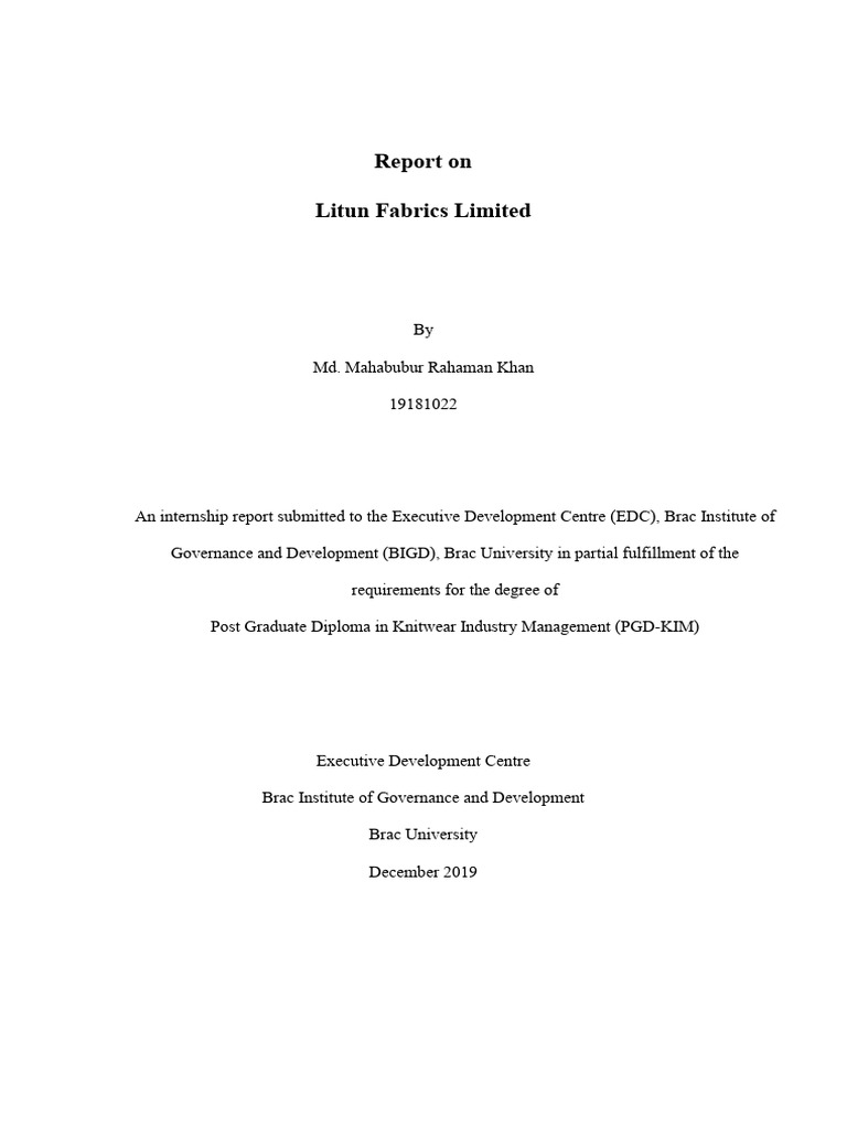 Report | PDF | Knitting | Textiles