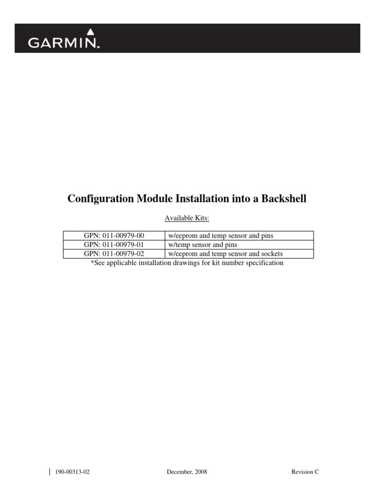Configuration Module Installation Into A Backshell: 190-00313-02 ...