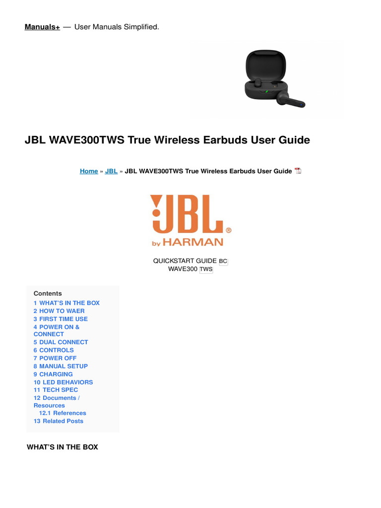 Wave300tws True Wireless Earbuds Manual | PDF