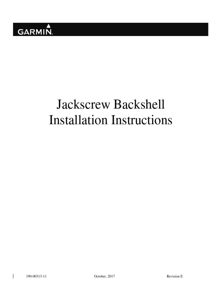 Jackscrew Backshell Installation Instructions: 190-00313-11 October ...