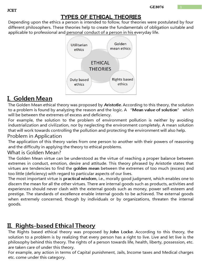 Overview of Ethical Theories | PDF