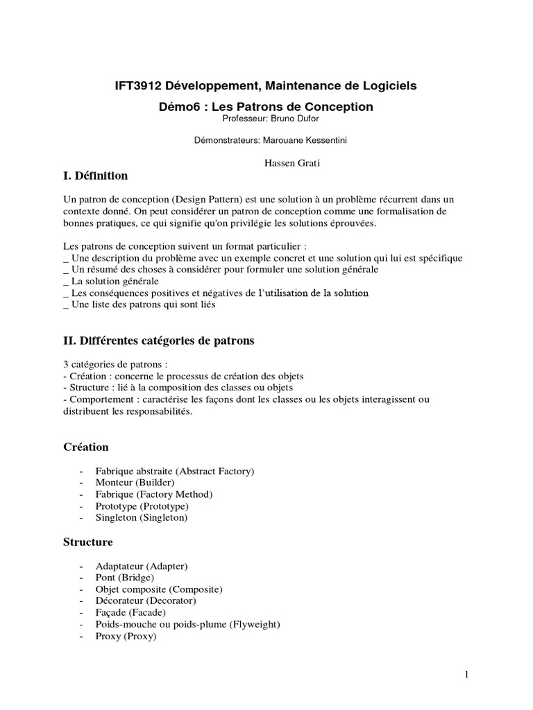 Patrons de Conception en Logiciel | PDF | Java (Langage de programmation) | Classe (informatique)