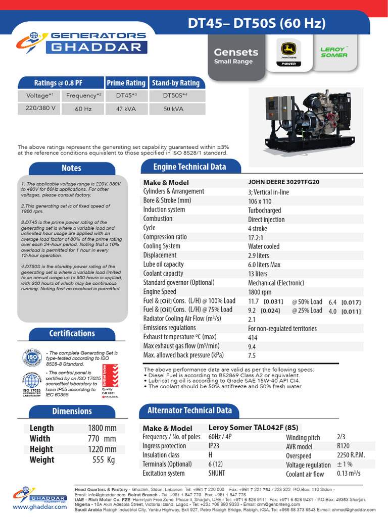 DT45-DT50S (60 HZ) | PDF | Electric Power | Physical Sciences