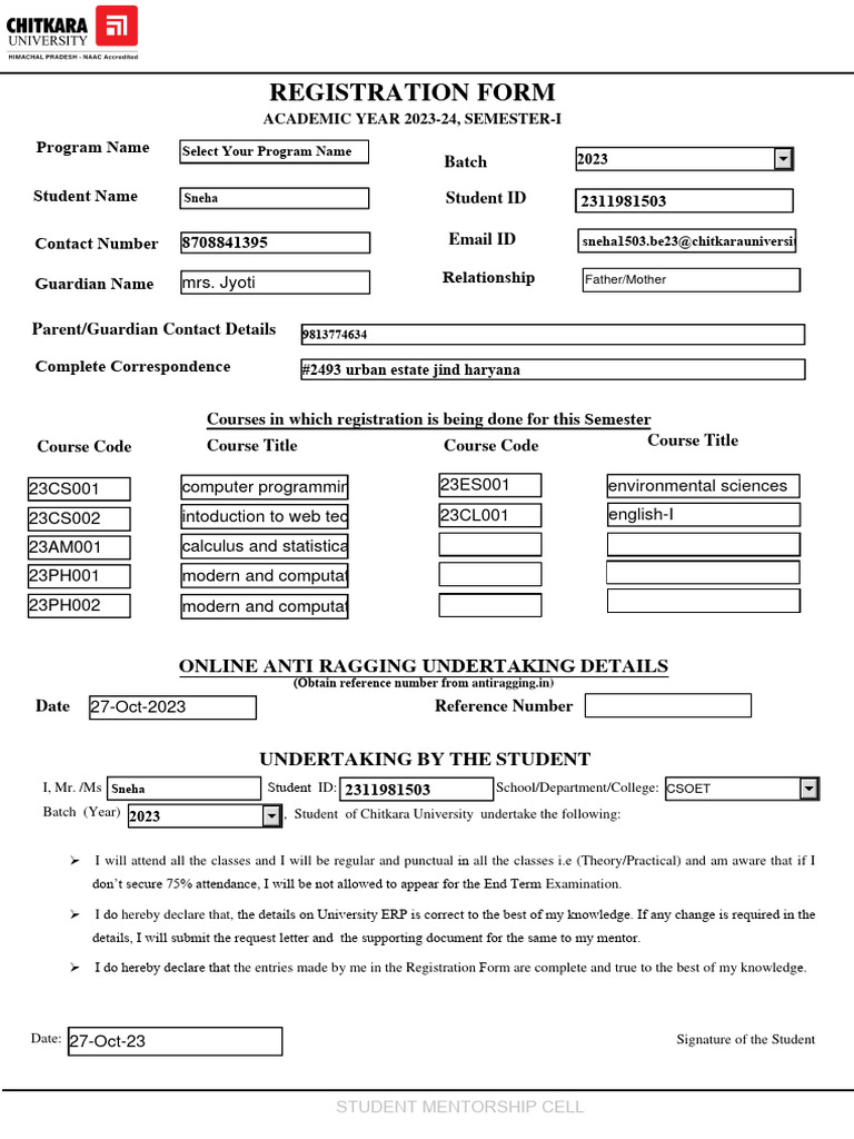 Registration Form | PDF
