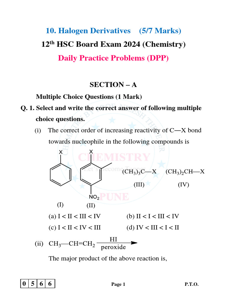 Halogen Derivatives-1 | PDF | Chemistry | Chemical Elements