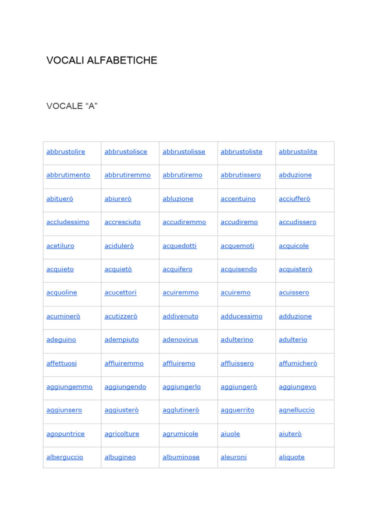 Fonetica LISTA PAROLE CON VOCALI | PDF