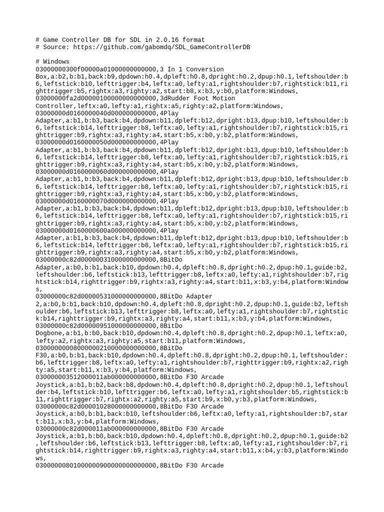 Game Controller DB | PDF