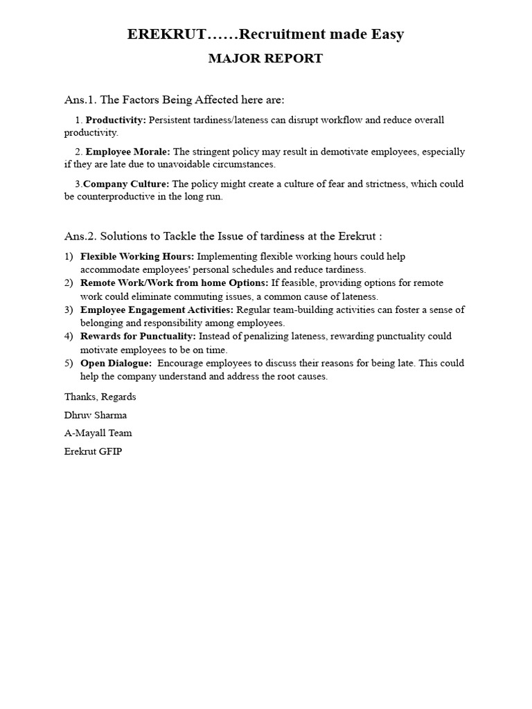 Erekrut MAjor Report | PDF