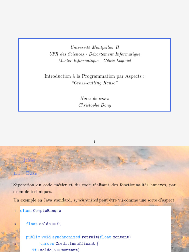 Aspects S | PDF | Java (Langage de programmation) | Classe (informatique)