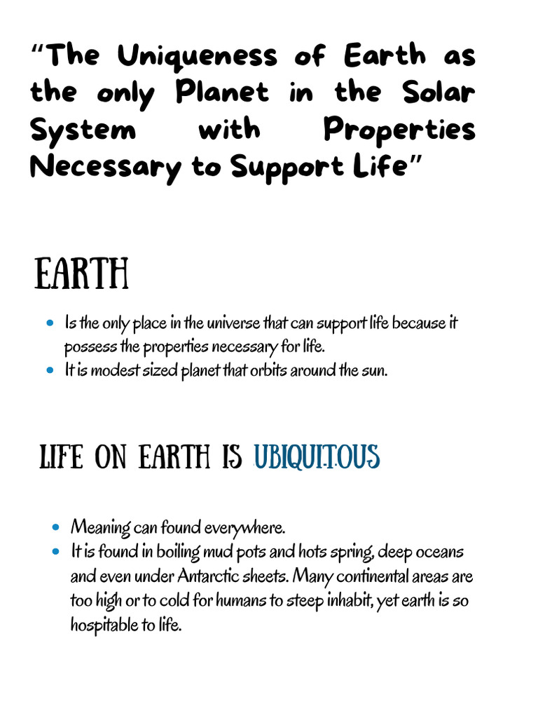 The Uniqueness of Earth As The Only Planet in The Solar System With ...
