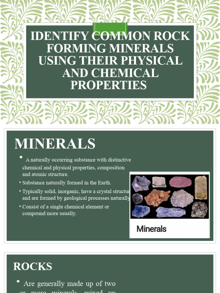 LESSON 3 4 5identify Common Rock Forming Minerals Using Their Physical ...