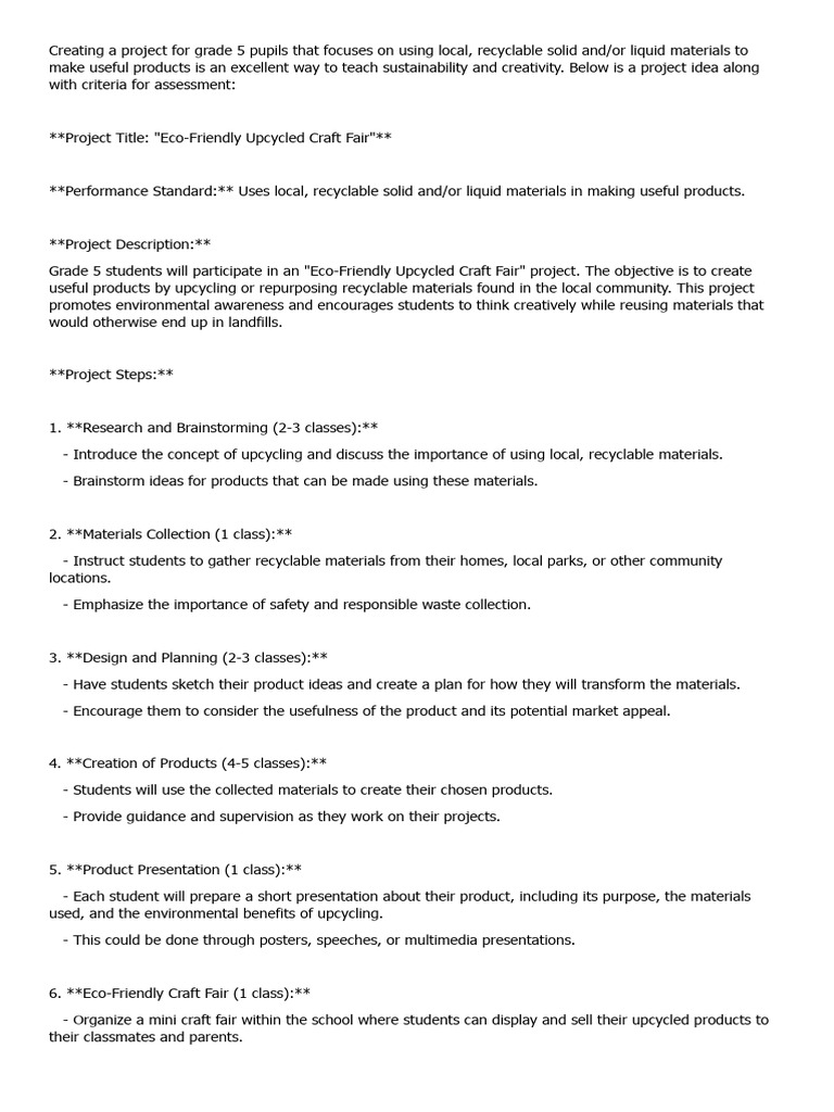 Grade 5 Project | PDF | Recycling | Sustainability
