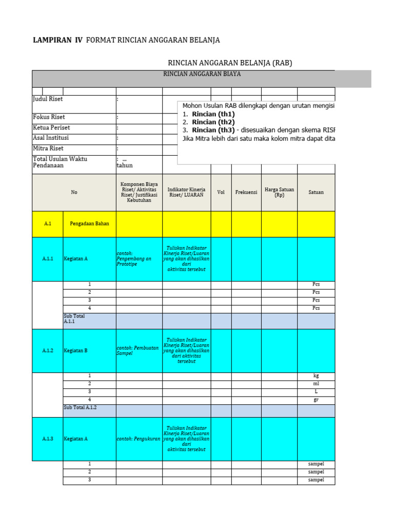 Format RAB RIIM Kompetisi Gelombang IV Tahun 2023 | PDF