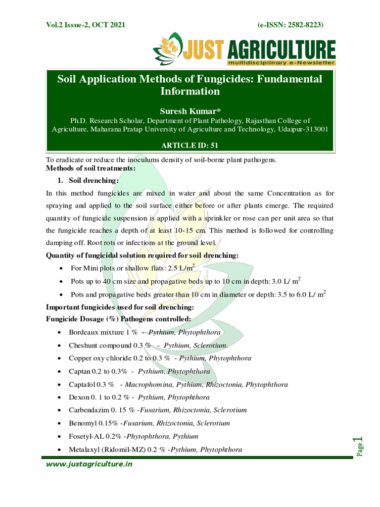 Soil Application Methods of Fungicides: Fundamental Information | PDF