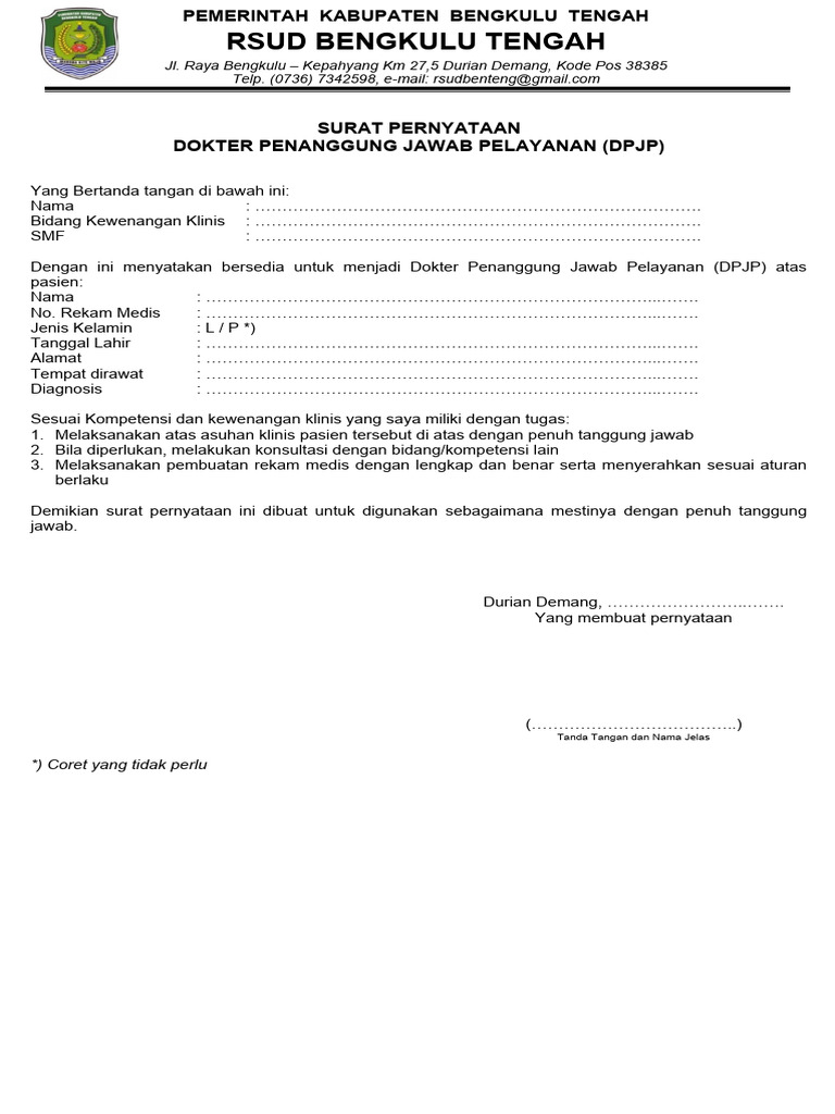 Surat Pernyataan DPJP | PDF