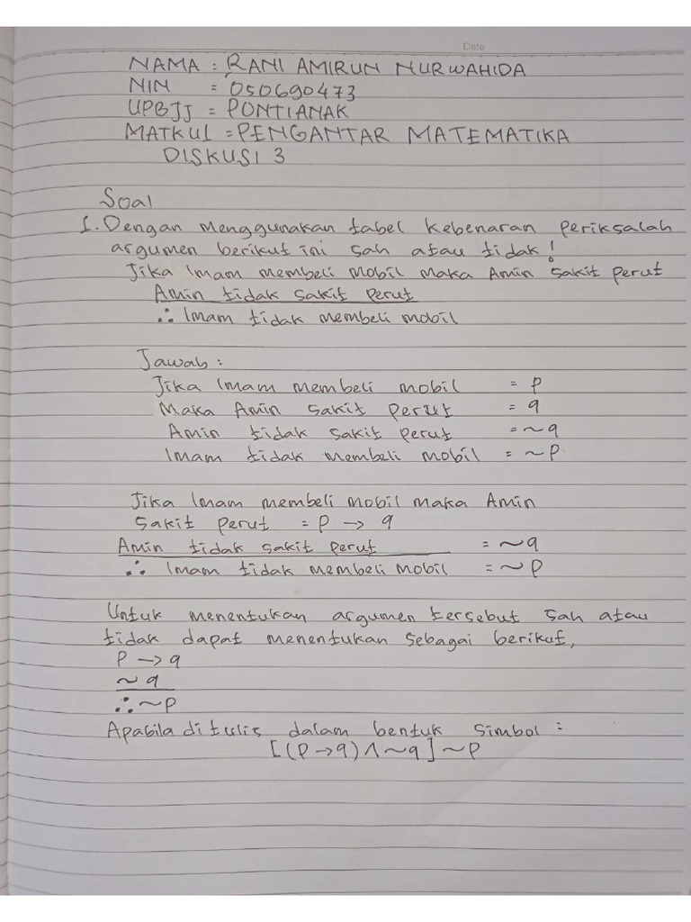 Diskusi 3 Pengantar Matematika | PDF