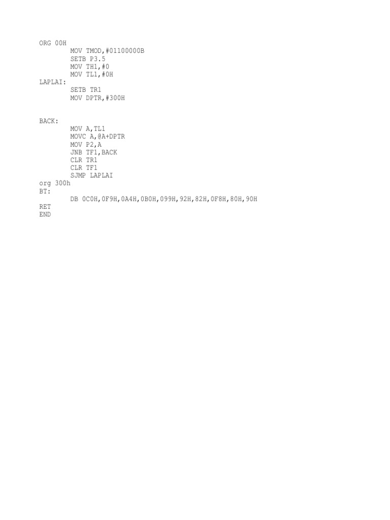8051 Timer Interrupt Code Example | PDF