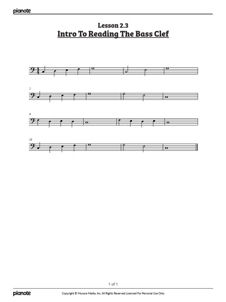 Pianote Level02 Lesson03 Intro To Reading The Bass Clef 2 | PDF