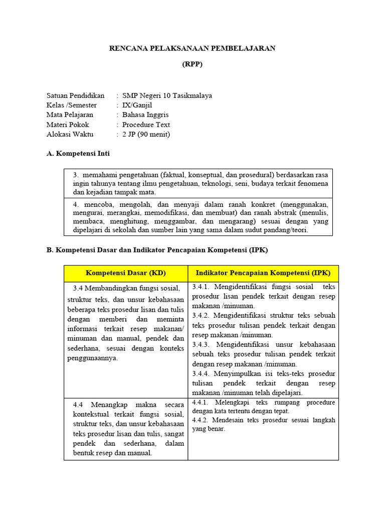 RENCANA PELAKSANAAN PEMBELAJARAN - Dante Rahdian Maulana (192122027 ...